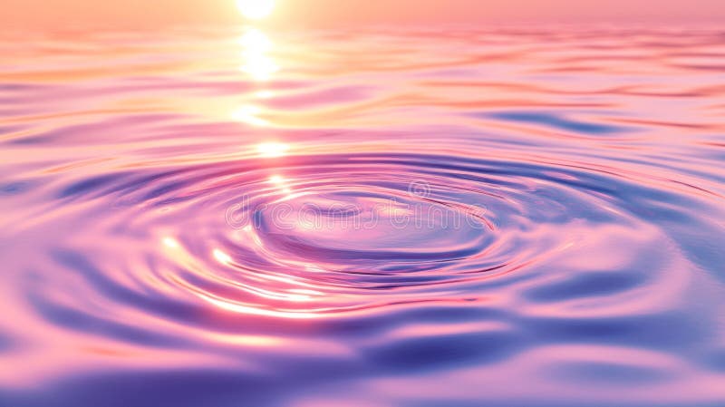 Peaceful Sunset Ripples on Calm Water Surface Stock Illustration ...