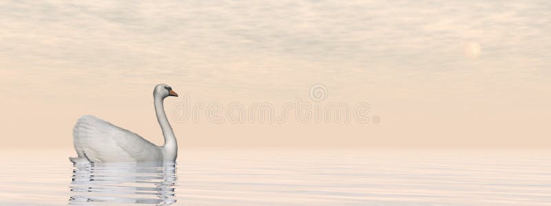 Peaceful swan - 3D render stock illustration. Illustration of water ...