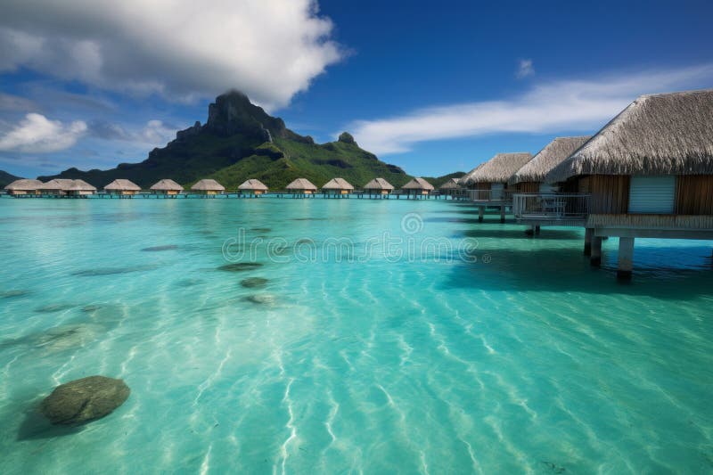 Peaceful and Tranquil Lagoon in Bora Bora. Vacation, Ocean, Resort ...