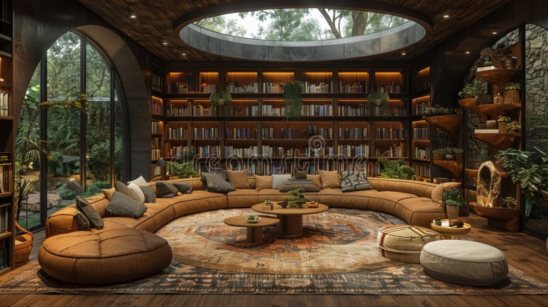 Peaceful and Tranquil Library Space with a Focus on Natural Materials ...