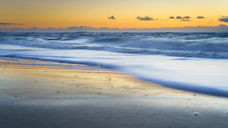 Peaceful and Tranquil Sunset Captured from the Beach of North Sea ...