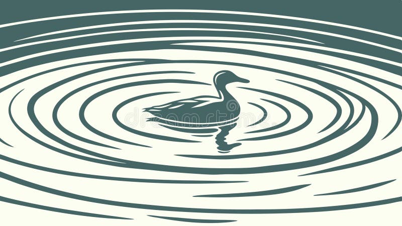 Duck Creating Ripples Vector, Serene Water Scene for Calm and ...