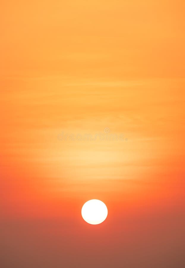 Peaceful View of Beautiful Morning Sunrise on Orange Sky Background in ...