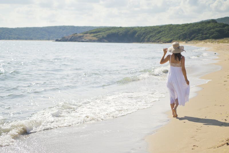 Peaceful Walk Along the Coast Stock Image - Image of nature, footprints ...