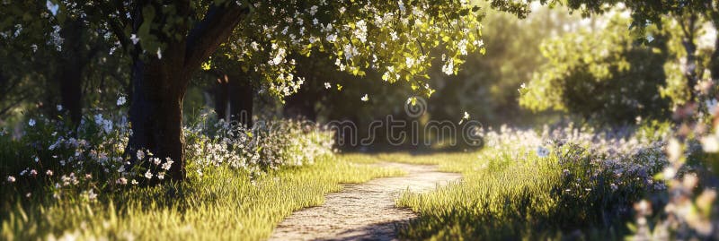 A Peaceful Walk through a Spring Forest, Where Wildflowers and Budding ...