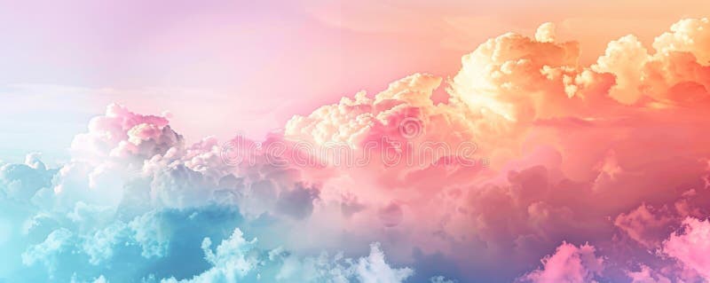 Peaceful Watercolor Cloudy Sky at Dawn Blending Soft Colors for a ...