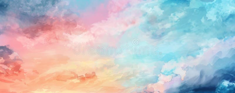 Peaceful Watercolor Cloudy Sky at Dawn Blending Soft Colors for a ...