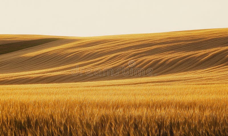 Peaceful Wheat Field, Golden Waves, Open Land, Soft Sunlight Stock ...