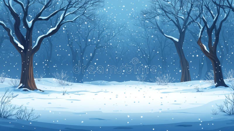 Peaceful Winter Forest Scene with Falling Snow Stock Illustration ...