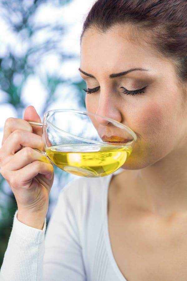 Peaceful Woman Drinking Herbal Tea Stock Photo - Image of female ...