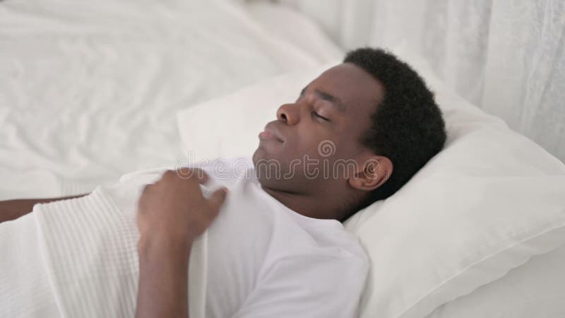 Peaceful African Man Sleeping in Bed Stock Video - Video of tranquility ...