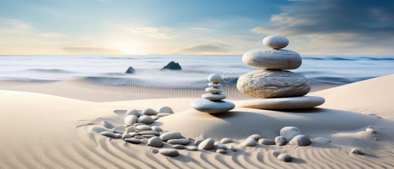 Peaceful Zen Garden: Rocks and Sand - AI Generated Stock Illustration ...
