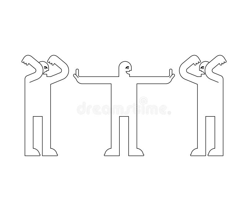 Peacemaker Stop Quarrel. Man Reconciles Angry People Stock Vector ...