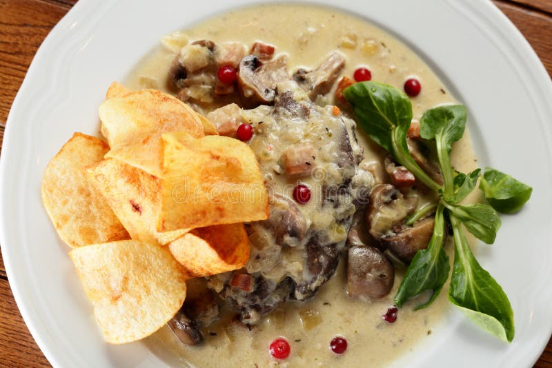 Peaces of Meat with Garnish Stock Image - Image of herbs, garnish: 29426301