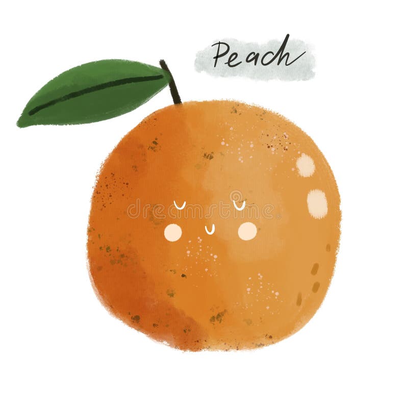 Cartoon Peach, Hand Drawing Lettering. Summer Colorful Illustration ...