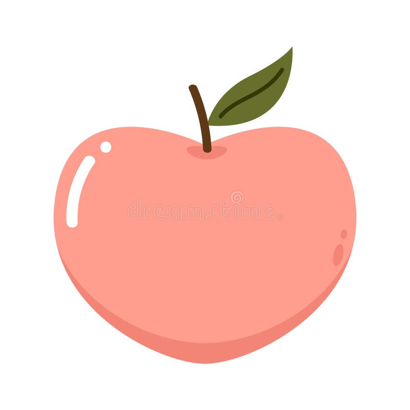 Peach Cartoon Vector. Doodle Peach with Leaves Icon Stock Vector ...