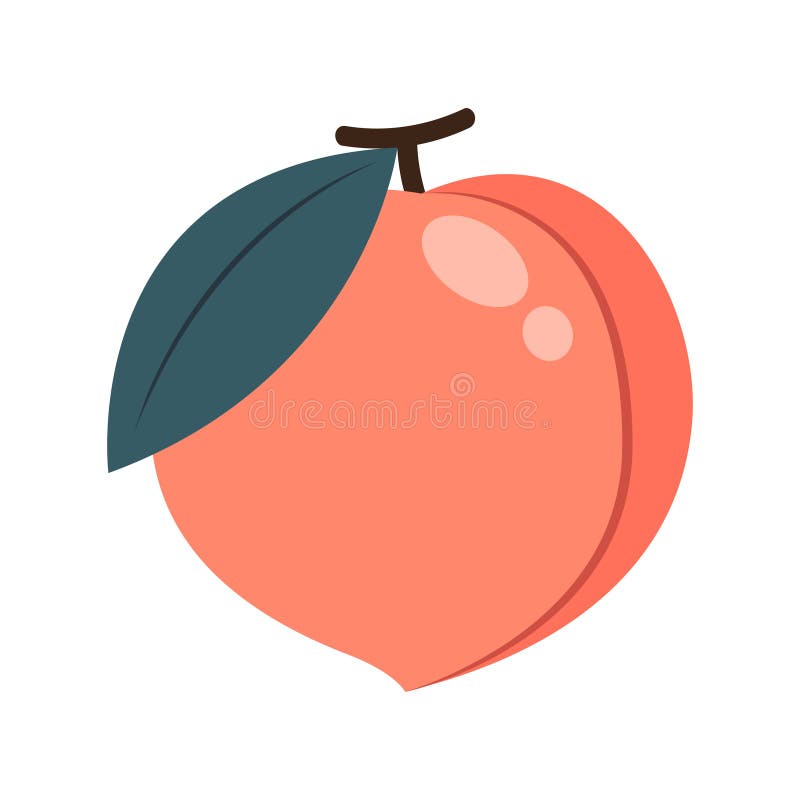 Peach Cartoon Vector. Doodle Peach with Leaves Icon Stock Vector ...