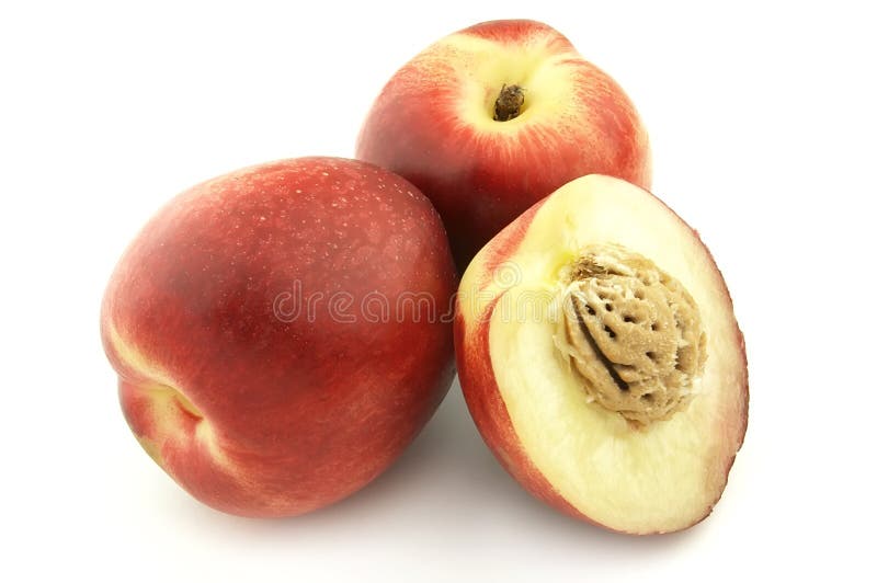 Beautiful Whole Peach and Split on White Stock Image - Image of leaf ...