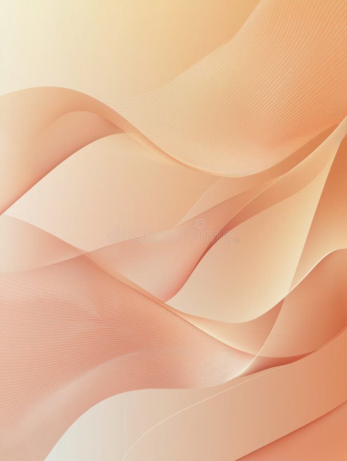Peach Abstract Background with Smooth Flowing Waves Stock Illustration ...