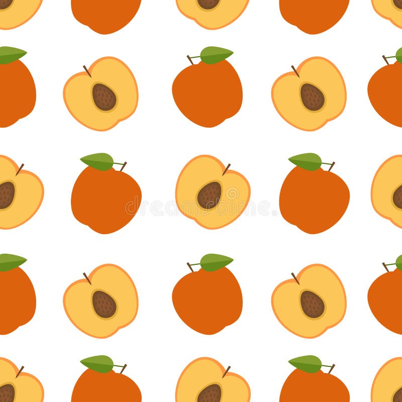 Peach Background. Seamless Pattern with Peaches. Flat Style. Vector ...