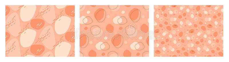 Peach Background Set. Abstract Seamless Patterns. Various Geometric ...