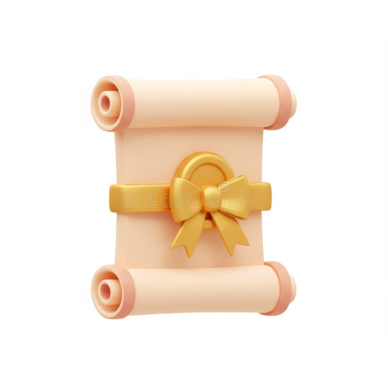 Peach Beige Scroll with Gold Seal and Bow Stock Illustration - Illustration of classic, ribbon ...