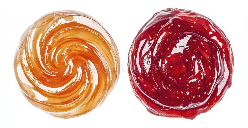 Peach and Berry Jam Swirls Isolated on White Background, Top View Stock ...