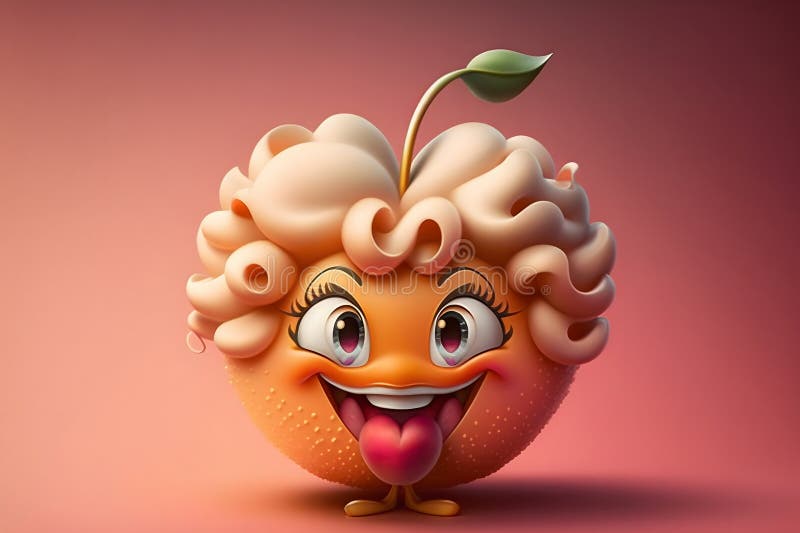 Peach cartoon character. stock illustration. Illustration of healthy ...