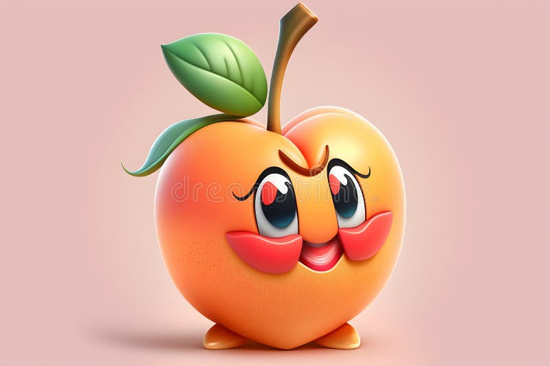 Peach cartoon character. stock illustration. Illustration of healthy ...