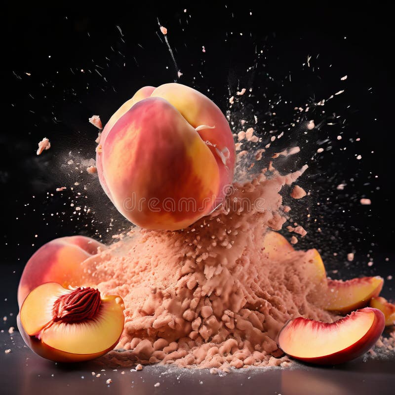 Peach Chalk Pieces and Dust Flying Exploding in a Sof Stock Photo ...