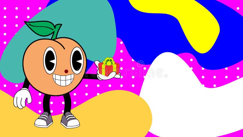 Peach Character Retro Cartoon Background Stock Vector - Illustration of ...
