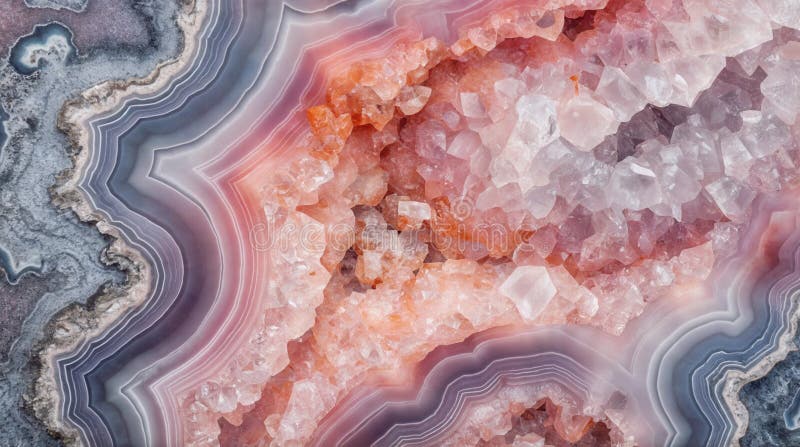 Peach Color and Grey Agate Stone Abstract Background. Close-up View of ...