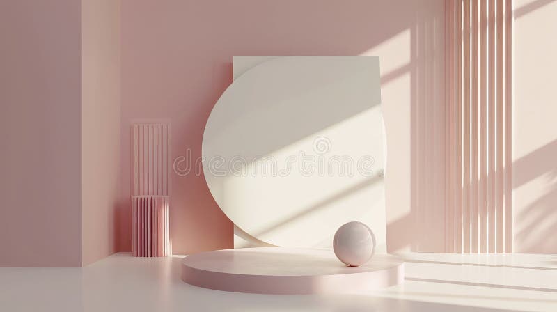 The Peach Color Light Highlights a 3D Illustration, Presenting a Blank ...