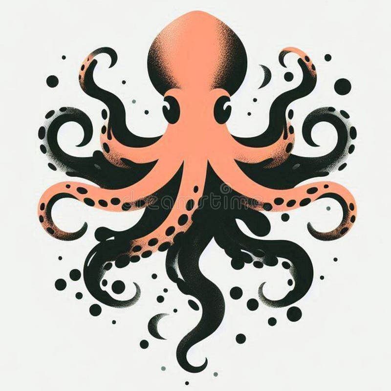 Peach color octopus stock illustration. Illustration of octopus - 335398416