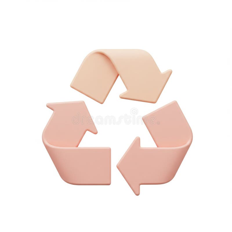 Peach Colored 3D Recycle Symbol on White Stock Illustration ...