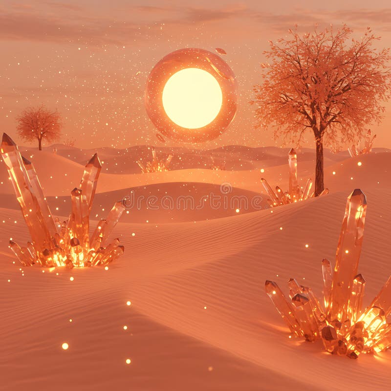 Peach-Colored Dreamscape a Mystical Desert with Glowing Sands Stock ...