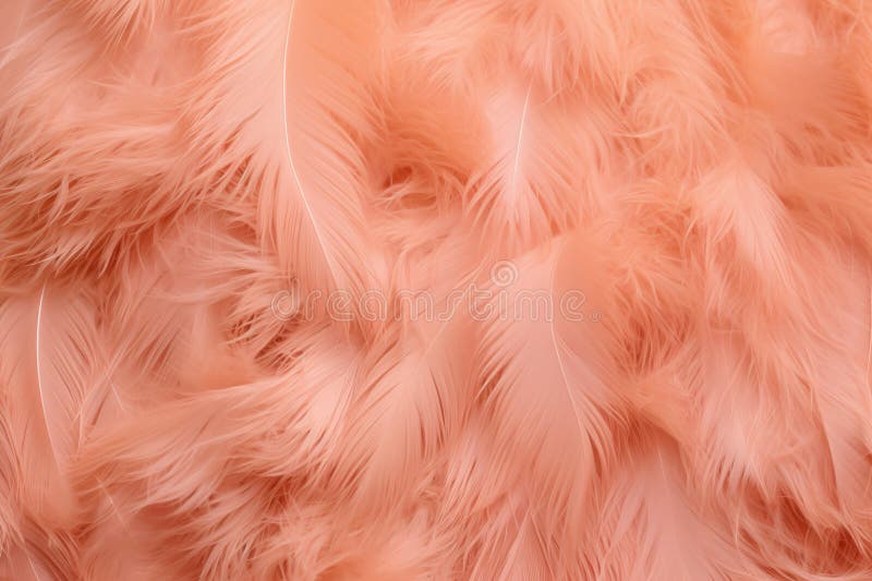 Peach Colored Feather Background, Delicate Design with Empty Space for ...