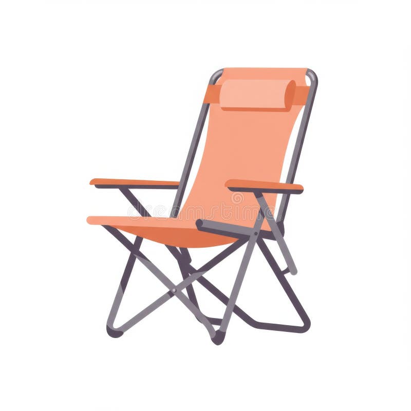 Peach Colored Folding Canvas Chair with Metal Frame Stock Illustration ...