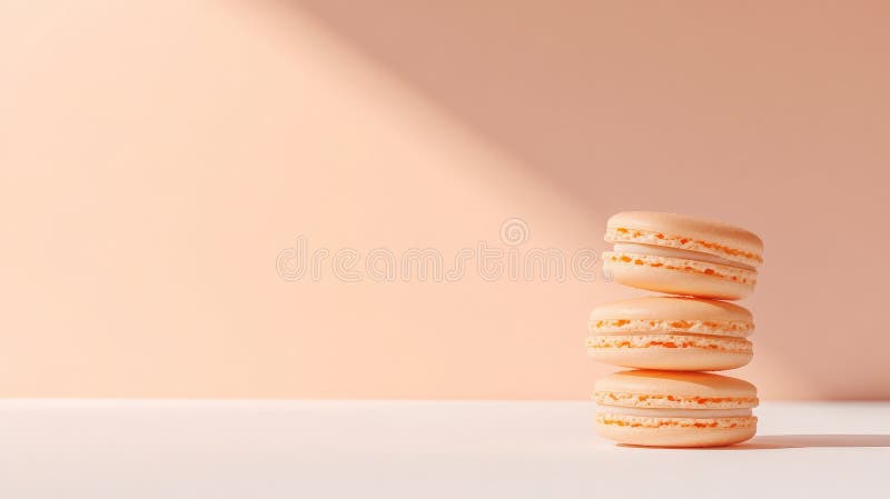 Peach Colored Macarons Balancing on White Surface with Pastel ...