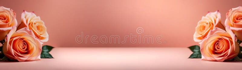 A Peach-colored Poster Framed on Both Sides by Bouquets of Peach Roses ...