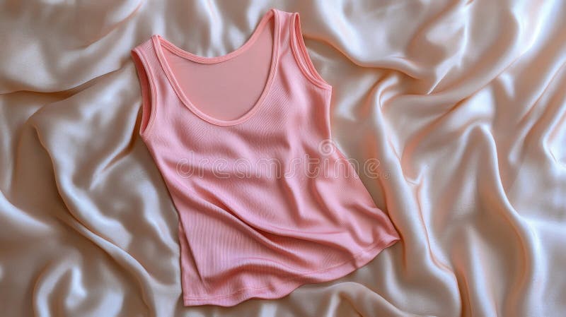 Peach-Colored Ribbed Tank Top on Draped Fabric Stock Illustration ...