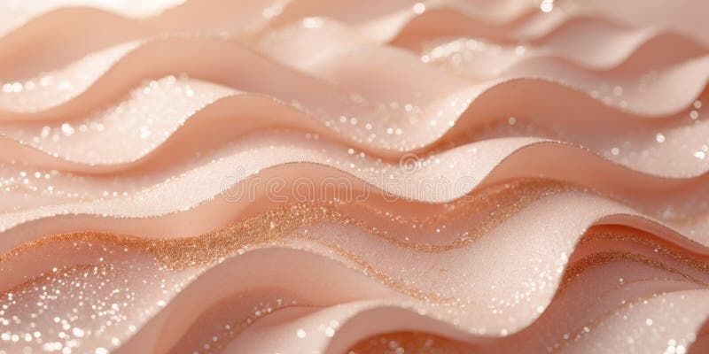 Peach Colored Wavy Surface Forming Gentle Curves with Sparkling Glitter ...