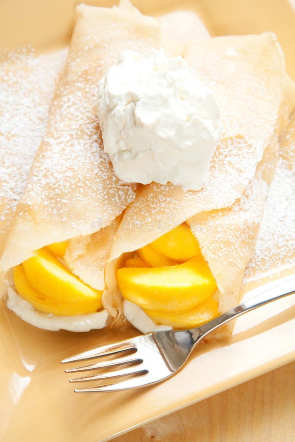 Peach Crepes stock photo. Image of french, crepe, dollop - 15216730