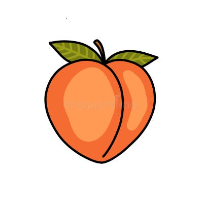 Peach Doodle Icon, Vector Color Line Illustration Stock Vector ...