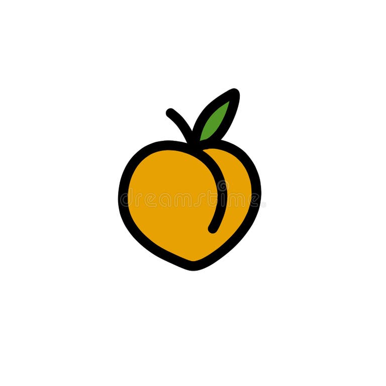 Peach Doodle Icon, Vector Color Line Illustration Stock Vector ...