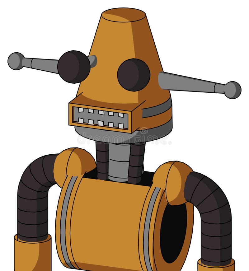 Peach Droid with Cone Head and Square Mouth and Two Eyes Stock ...