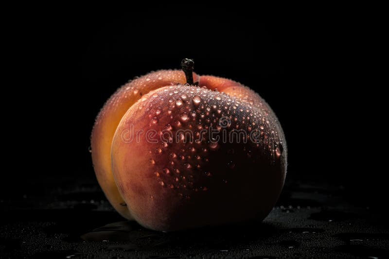 Peach with Drops on Black Gradient Background. Generative AI Stock ...
