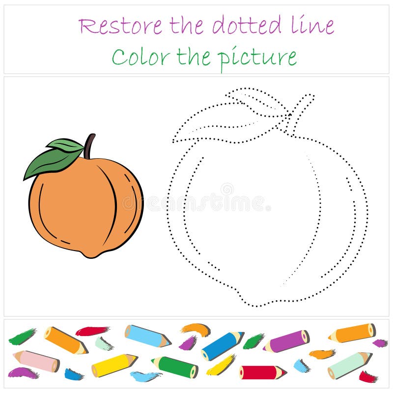Peach. Educational Developing Game for Preschoolers "Trace and Color ...