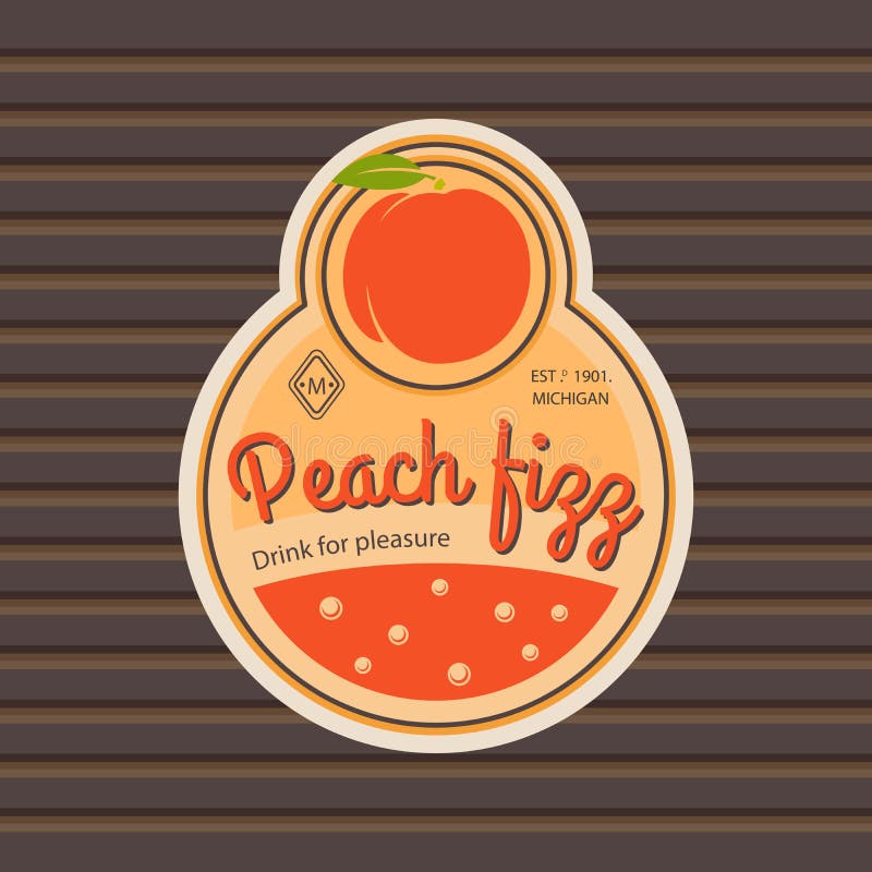 Peach Fizz Retro Fruit Label Stock Vector - Illustration of icon, label ...
