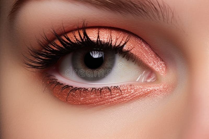 Peach Fluff Style Makeup Emphasizing the Eye Stock Image - Image of ...